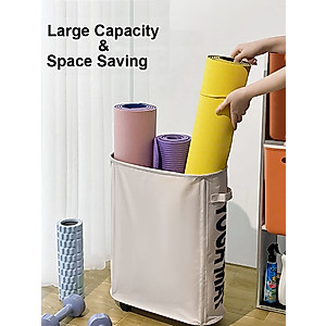 QIAOIDEA Yoga Mat Stand Rack Storage Basket, Yoga mat Holder, Yoga Mat Tube Stand, Home Gym Storage Rack for Foam Roller, Yoga strapand, Resistance Bands, Workout Equipment Storage Organizer