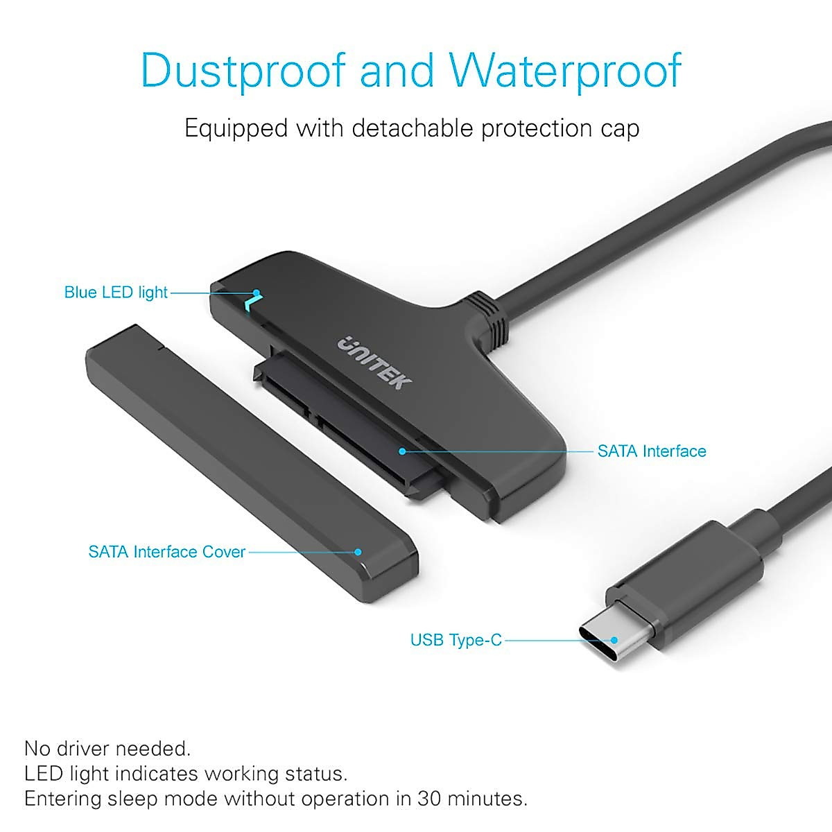 [Bundle] Unitek 4-Port USB 3.0 Hub Long Cable with Micro USB Charging Port and USB C Hard Drive Adapter