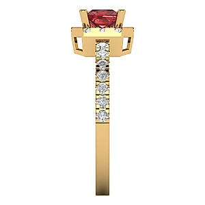 Clara Pucci 1.40 ct Princess Cut Solitaire Natural Garnet Designer Anniversary Bridal Engagement Ring 14k Yellow Gold