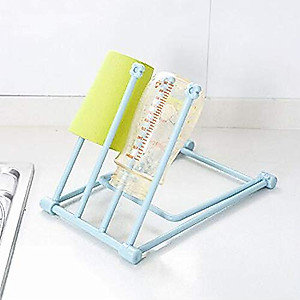 IKAAR Towel Rack Plastic Hand Towel Holder for Bathroom Kitchen Foldable Free Standing Hand Towel Racks Towel Hanger Pack of 2 (Blue + Pink)