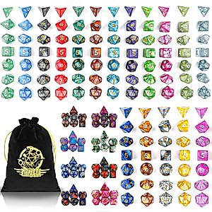 Surhugvy DND Dice Set, 25 X 7 Polyhedral Dice for Dungeons and Dragons DND RPG MTG Table Game with 1 Large Flannel Bag 175 Pieces