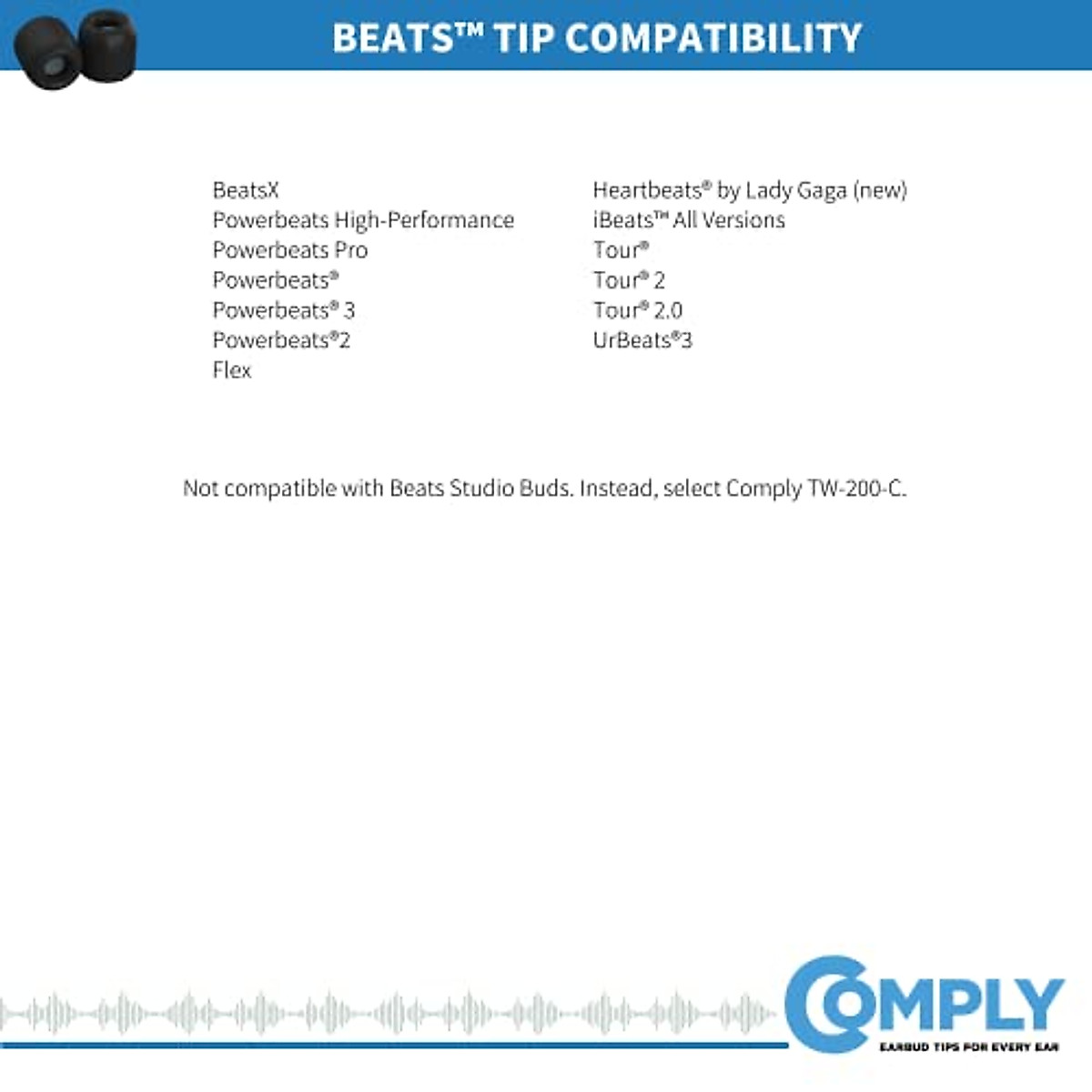 COMPLY Sport Pro Premium Memory Foam Replacement Earbud Tips for Beats Powerbeats Pro, Powerbeats, Flex Earphones - Noise Reducing, Comfortable, Secure Fit (Assorted, 3 Pairs)