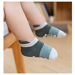QandSweet Baby Toddler Non-Slip Socks Unisex Boy Girls' Socks Non-Skid Grips Ankle Sock (1-3T, 10 Pairs)