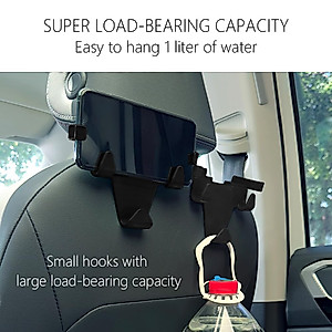 2PCS Headrest Hooks for Car,2-In-1 Multipurpose Car Hooks with 3 Car Purse Hook & Adjustable Phone Mount for Car,Universal Car Seat Hooks(Black)