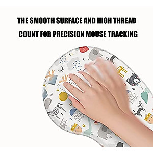 Ergonomic Mouse Pad Wrist Support Carpal Tunnel Mouse Pads Animals Memory Foam Mouse Mat with Non-Slip Rubber Pretty Mouse Pads for Computers Laptop Gaming Office Home