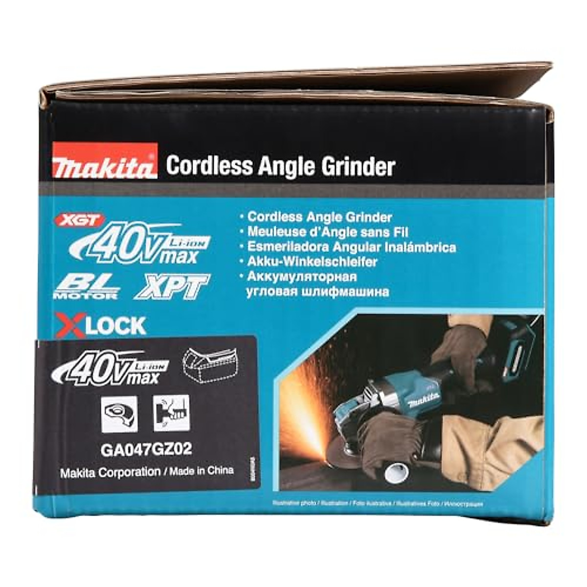 Makita GA047GZ 4.9-inch (125 mm) Rechargeable Disc Grinder, 40 V Max, Battery, Charger, and Case Sold Separately