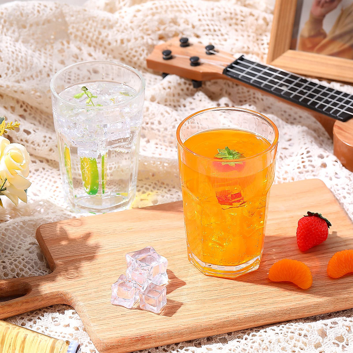 Zopeal Water Glasses Set of 12 Drinking Glasses Tumblers Glassware Highball Glasses Tall Glass Cups Clear Heavy Base Glasses for Christmas Party Water Soda Beer Cocktails and Mixed Drink (14.5 oz)