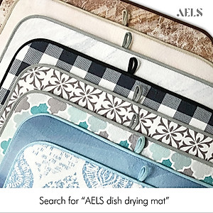 AELS XL 24" x 18" Dish Drying Mat, Set of 2, for Kitchen Counter, Buffalo Check Plaid Tartan Reversible Absorbent Microfiber Dish Drainer/Rack Pads with Hanging Loop