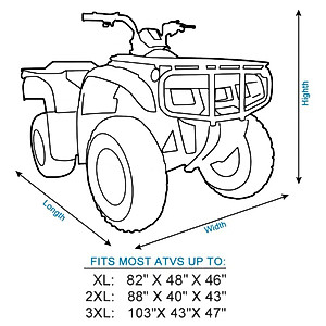 XYZCTEM Waterproof ATV Cover, Heavy Duty Meterial Protects 4 Wheeler from Snow Rain or Sun, Large Size Universal Fits up to 82 Inch Most Quads, Elastic Bottom Trailerable at High Speeds (Camo)