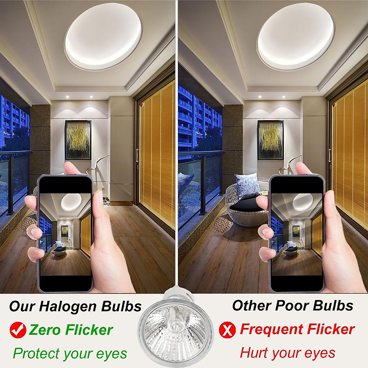 PaeorRorL GU10 Halogen Light Bulbs,6 Pack 120V 50W Dimmable MR16 GU10 Base Bulb with Glass Cover,GU10+C Halogen Light Bulbs for Track&Recessed Lighting,Long Lasting Lifespan,Warm White