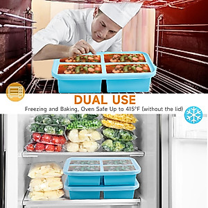 Silicone Freezer Trays with Lid, 1 Cup Soup Freezer Containers - 2 Pack, Silicone Soup Freezer Molds - Large Ice Cube Tray, Freeze and Store Soup, Broth, Sauce, Leftovers - Makes 8 Perfect 1 Cup