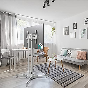 ONKRON Mobile TV Stand with Wheels Rolling TV Stand for 40-65 Inch LED LCD Flat or Curved Screen TVs up to 100 lbs - Height Adjustable TV Cart with Shelves - max VESA 600x400 (TS1351) White