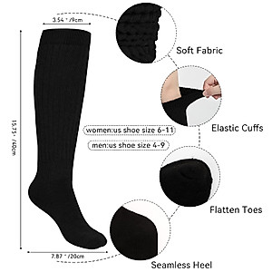 KEREDA Slouch Socks Women Knee High Scrunch Scrunchie Socks 3 Pairs Size 6-11 Black
