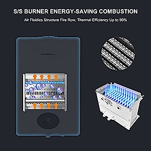 Tankless Water Heater, Camplux 5.28 GPM Water Heater Natural Gas, Tankless Hot Water Heater For Whole House, Indoor, White