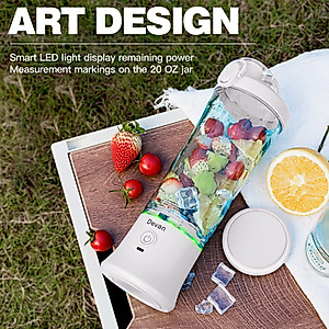 2 Pack Portable Blender,270 Watt for Shakes and Smoothies Waterproof Blender USB Rechargeable with 20 oz BPA Free Blender Cups with Travel Lid.