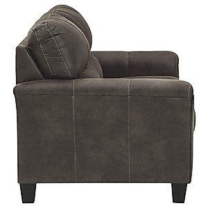 Signature Design by Ashley Navi Faux Leather Modern Loveseat, Gray