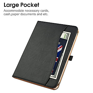 FANRTE Universal Case for 9-10.9" Tablet, with Flexible Hand Strap & Pocket, Adjustable Fixing Silicon Band and Pen Holder, Black