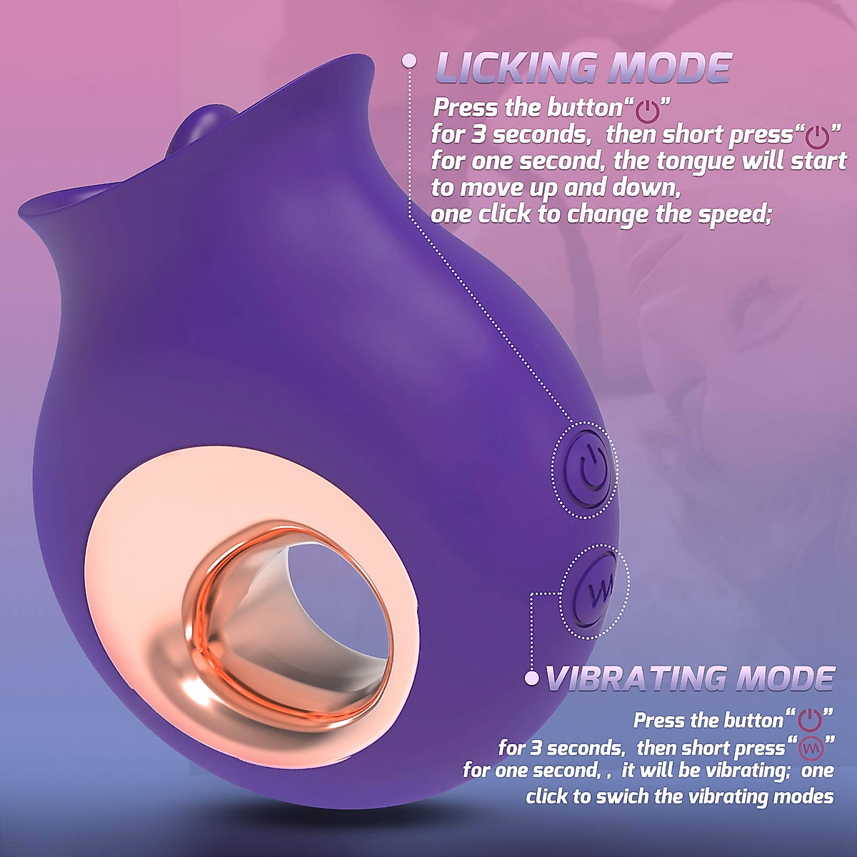 Adult Toys Rose Clitoral Vibrator, Tongue Licking Toy Vibrator with 9 Modes, Rechargeable & Waterproof Adult Sex Toys for Women Couples