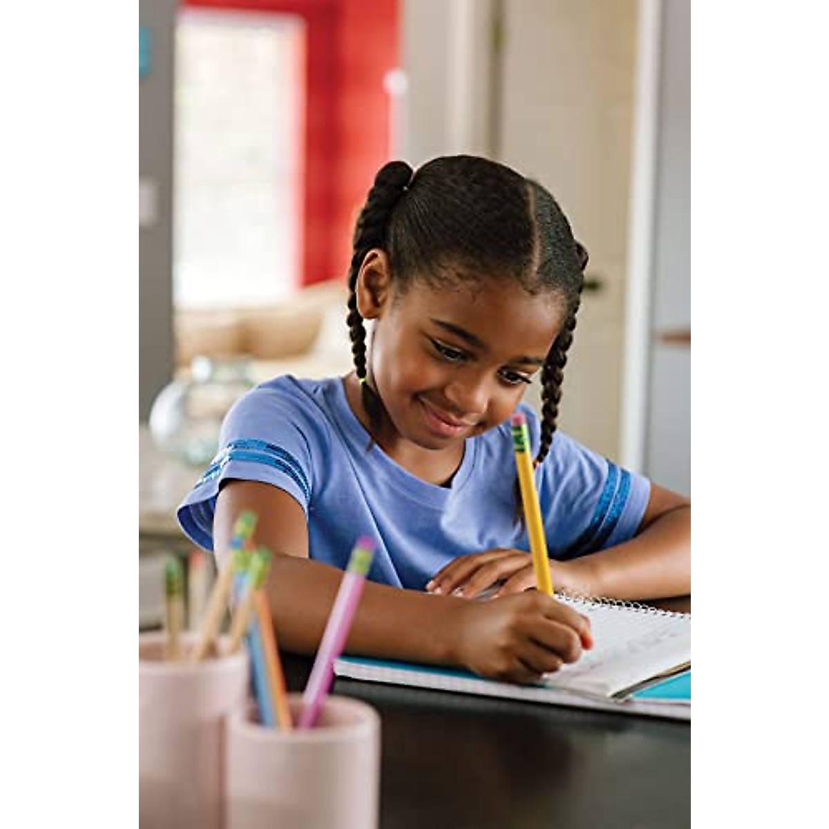 TICONDEROGA My First Pencils, Wood-Cased #2 HB Soft, Pre-Sharpened with Eraser, Includes Bonus Sharpener, Yellow, 5 Piece (Pack of 1)(33309)