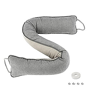 Upgraded Under Door Draft Guard 36inch, Air Stopper Noise Blocker Heavier Bottom Insulation with Hanging Loops Easy Storage (Grey, Cotton)