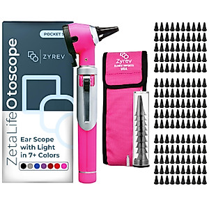 Zyrev ZetaLife Otoscope Set with 150 Extra Disposable Specula Tips, Pink