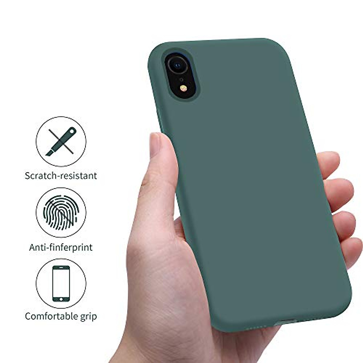 OTOFLY iPhone XR Case, [Military Grade Drop Protection] Premium Soft Liquid Silicone Rubber Full-Body Protective Bumper Case for iPhone XR 6.1 inch （Pine Green）