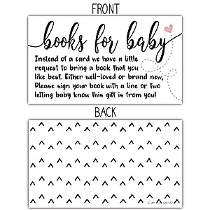 50 Sweet Heart Books for Baby Shower Request Cards - Baby Shower Invitation Inserts