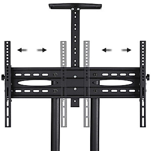Yaheetech Adjustable Mobile TV Stand Rolling TV Cart Mount Universal fits 32 to 75 inch for LCD LED Plasma Flat Panel Screen with Locking Wheels and Storage Shelves