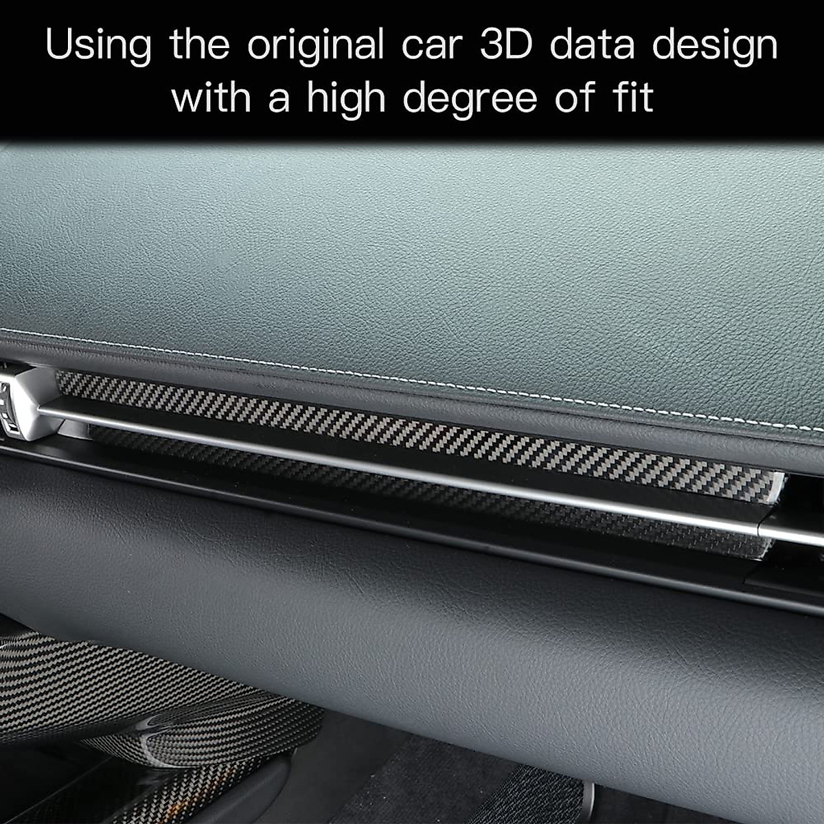 JSWAN 2PCS Carbon Fiber Center Console Co-Pilot Strips Trim Fit for Toyota Supra A90 GR MK5 Dashboard Cover, Center Console Air Outlet Trim Cover, Interior Accessories