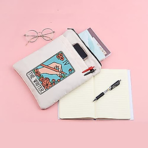 TOBGBE The Writer Tarot Card Bag Book Lovers Gifts Writer Book Sleeve Reader Book Covers for Soft Cover Books Bookish Book Pouch (The Writer)