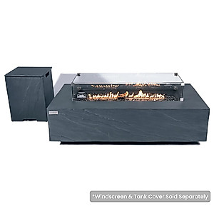 Capetown Concrete Fire Pit 55.9" x 31.9" Outdoor Patio Firepit Includes Fire Glass Modern Fire Pits & Outdoor Fireplaces for Garden, Deck, Indoor & Outdoor Heating