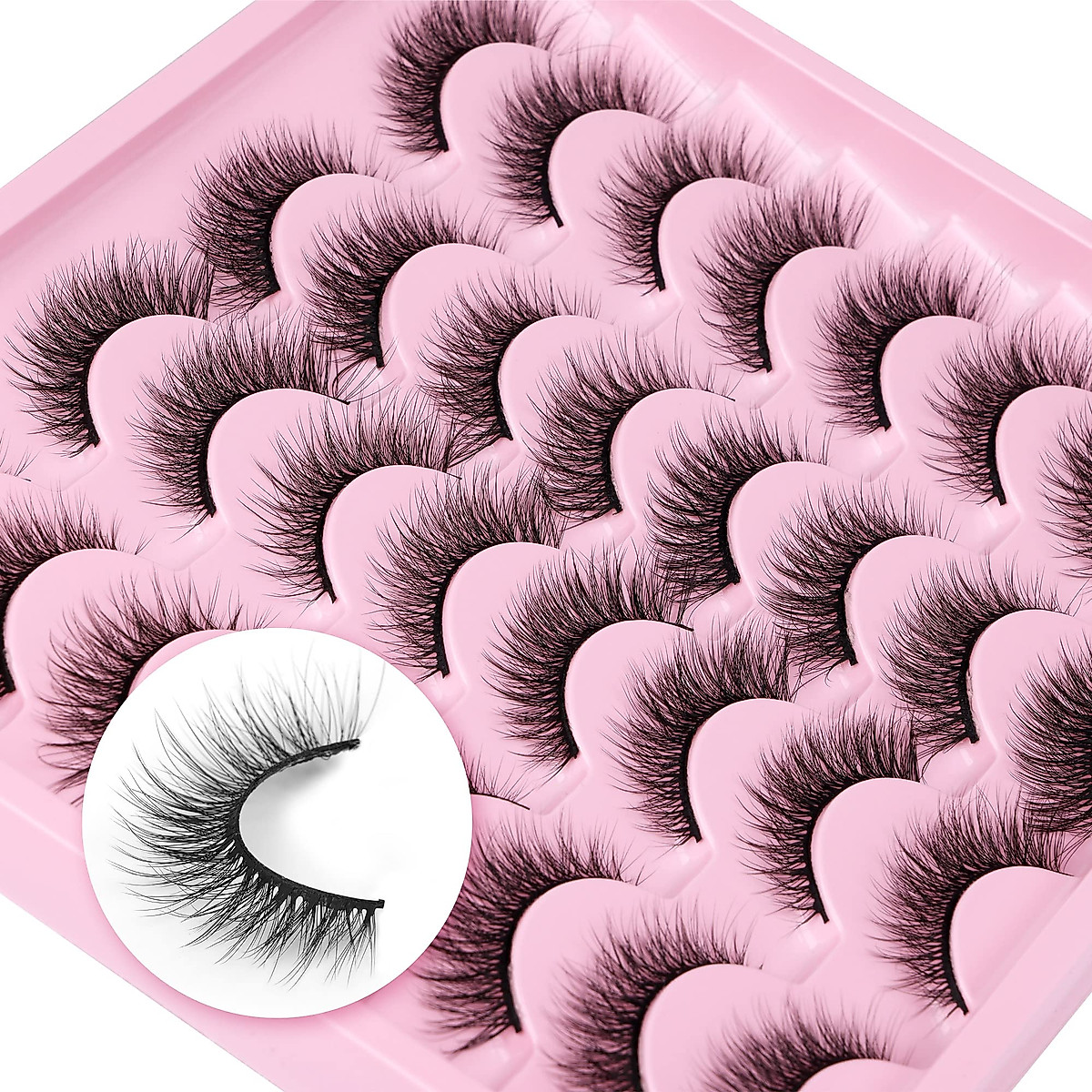 Lashes Natural Look Wispy Fasle Eyelashes 12mm Short Faux Mink Eyelashes Cat Eye Fluffy Strip Lashes Pack by Zegaine 16 Pairs