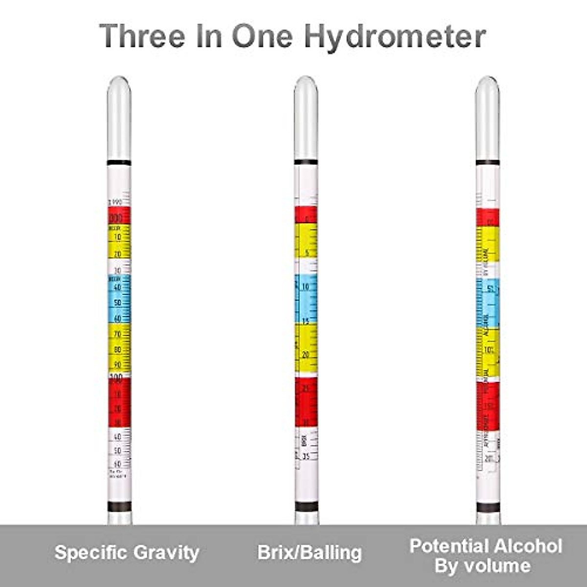 Circrane Hydrometer & Glass Test Jar Set, Triple Scale Alcohol Hydrometer with Glass Cylinder for Brew Beer, Wine, Mead and Kombucha, ABV, Brix and Gravity Test Kit, Home Brewing Supplies
