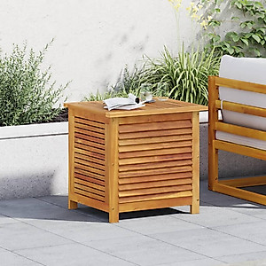 GOLINPEILO Outside Wooden Deck Box, Garden Storage Box with Louver, Patio Storage Container for Backyard, Porch, Garden, 23.6"x19.7"x22" Solid Wood Acacia