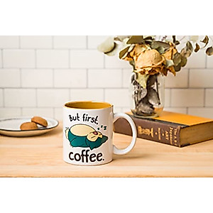 Silver Buffalo Pokemon Snorlax But First Coffee Ceramic Mug, 20 Ounces