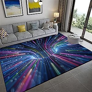 ZLXMN 3D Hd Stereoscopic Optical Illusion Area Rug, 6x8ft Illusion Trap Geometric Swirl Pattern Rugs, Abstract Color Illusion Living Room Decor Rugs for Room Bedroom Game Room Non-Slip Washable Rugs