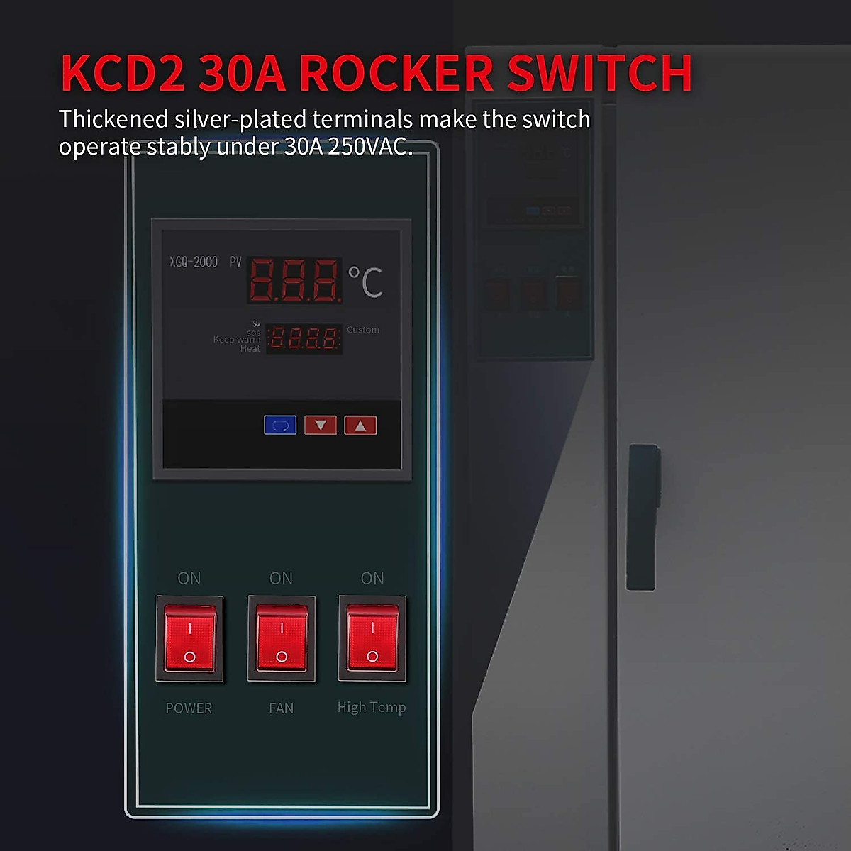 DaierTek 30A 250V KCD2 KCD4 Rocker Switch DPST 4 Pin Red Lighted 120V Rocker Toggle Switch ON Off Heavy Duty T125-3Pack