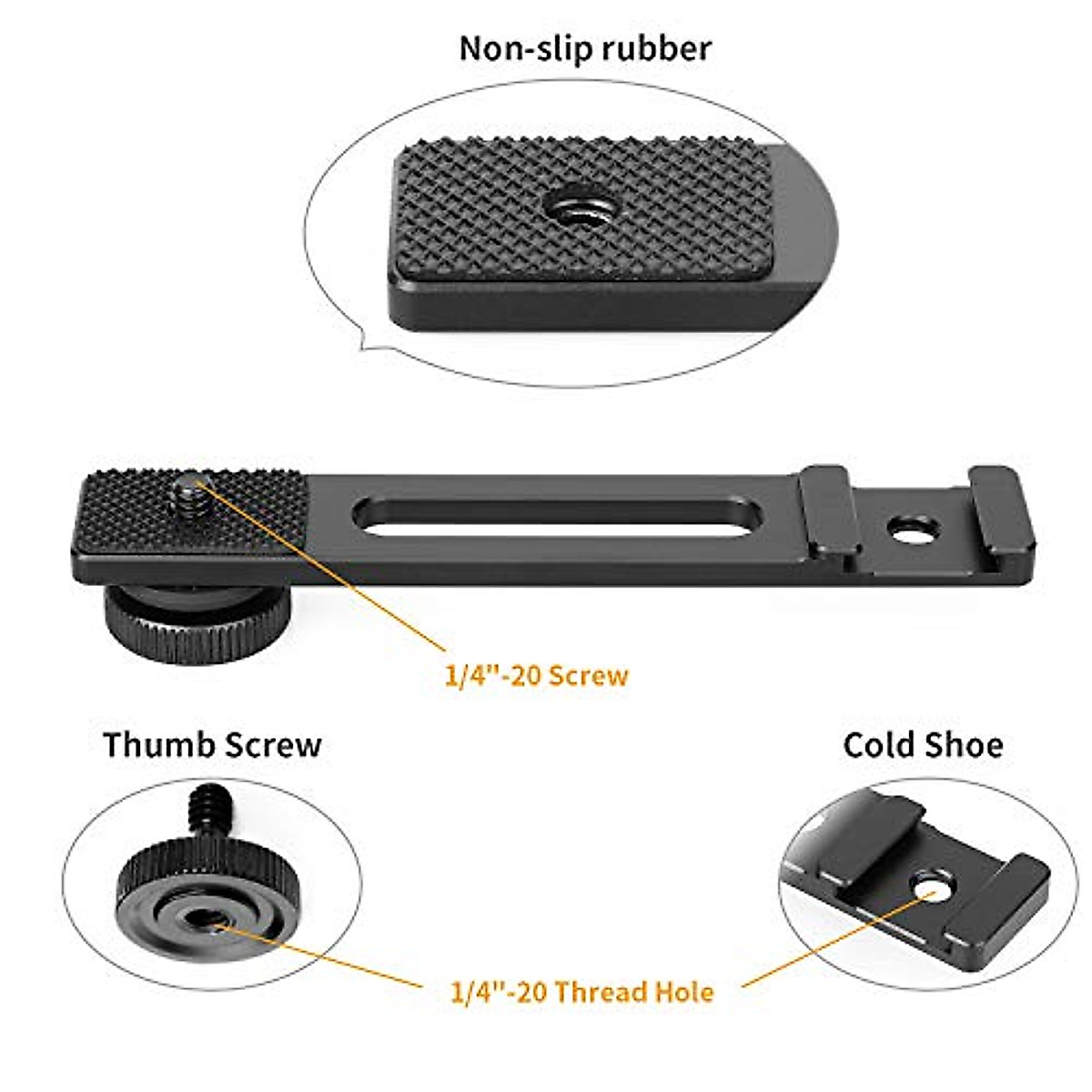 ChromLives Cold Shoe Bracket Extension Bar, Hot Shoe Extension, Microphone Mount with 1/4'' Tripod Screw Compatible with Mirrorless Camera Vlogging Sony A6400 6300 6500 6000 Zhiyun 4 DJI Osmo Pocket