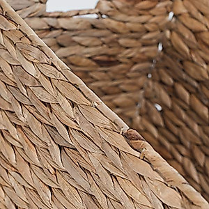 4 Decorative Hand-Woven Small Water Hyacinth Wicker Storage Basket, 16x11x11 Perfect for Shelving Units