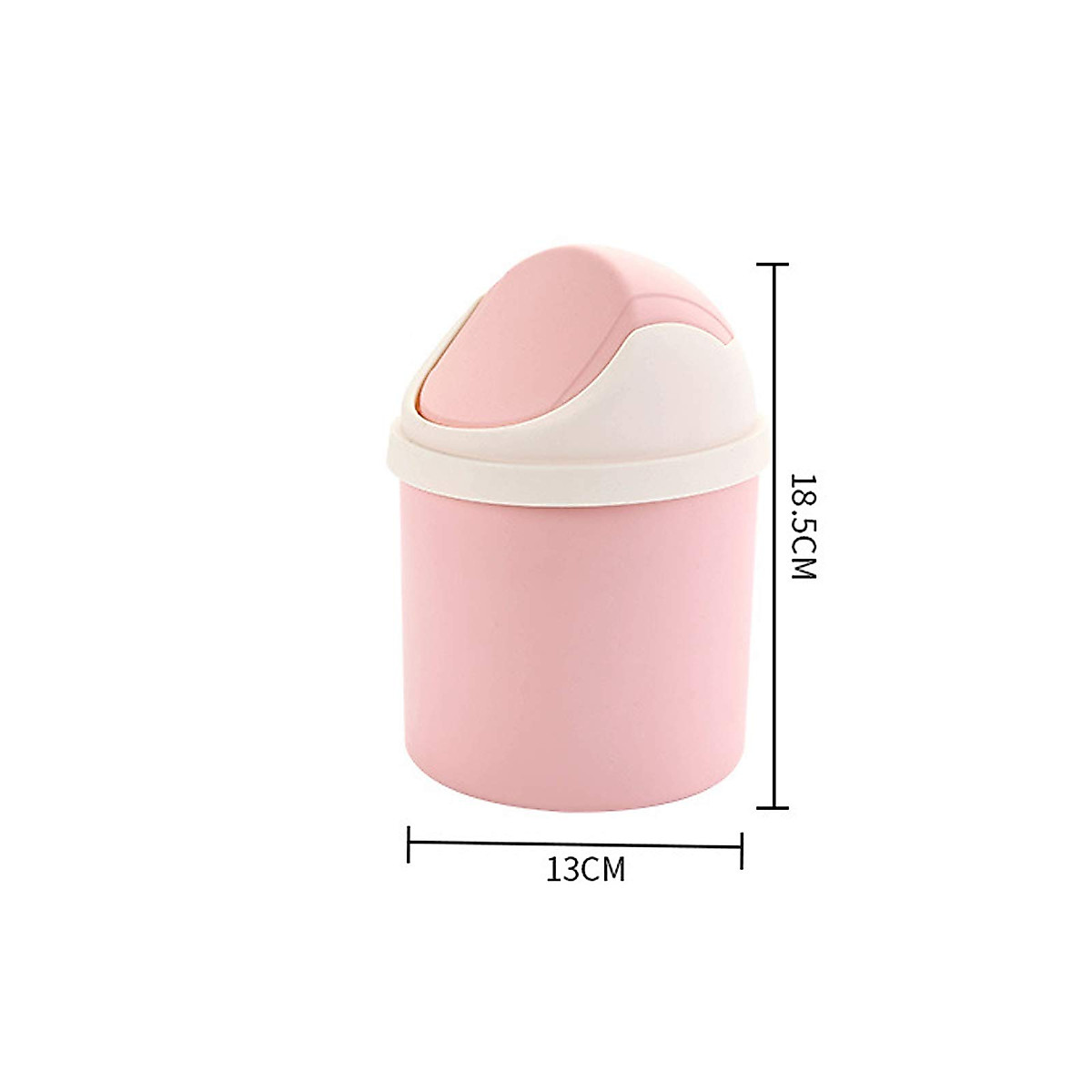 Desktop Mini Plastic Waste Garbage Can with Lid, Stylish Countertop Trash Bin Table Waste Paper Basket Round Small Trash Can for Office Bathroom Children Bedroom, Pink