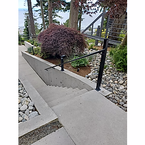 Hand Rails for Outdoor Steps – 3FT (Aluminum), Outdoor Hand Railing – Stair Railing Indoor – ADA Compliant, Hand Rails for Indoor Stairs with Wall Mounts, Black