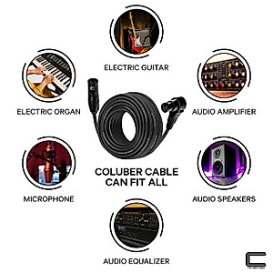 Balanced XLR Cable Male to Right Angle Female - 3 Feet Black - Pro 3-Pin Microphone Connector for Powered Speakers, Audio Interface or Mixer for Live Performance & Recording