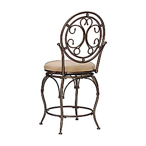Powell Company Big and Tall Scroll Circle Back Powell Counter Stool, Height, Bronze/Beige