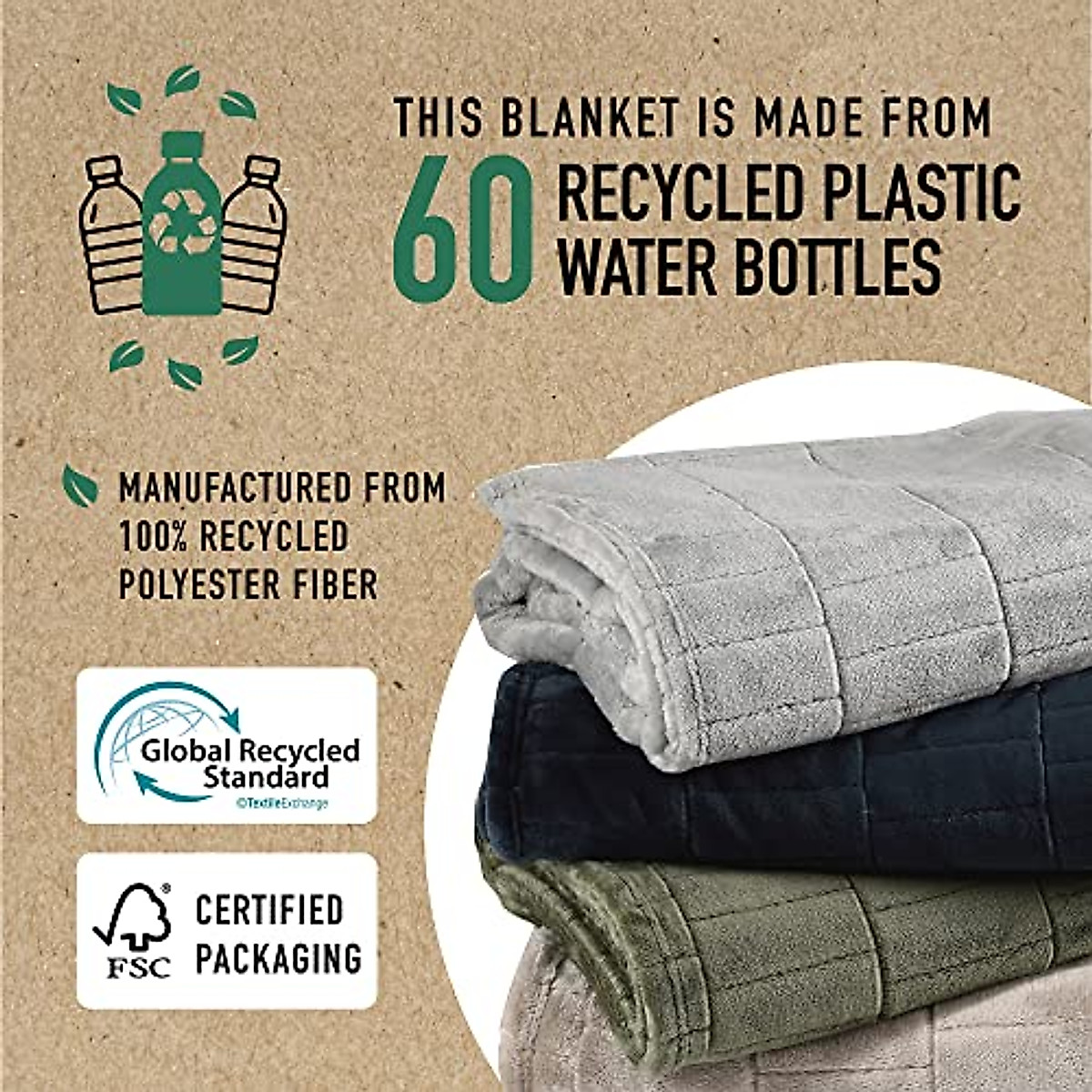 Life Comfort Cozy Textured Lightweight Throw, 90"x90" 100% Recycled Fibers Eco-Friendly Queen Size Super Soft Soft All Season Premium Comfort Blanket for Bed or Couch, Blue