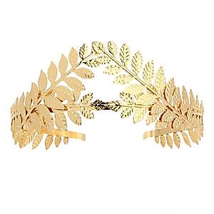 HIPIHOM Greek Goddess Crown Bridal Gold Leaf Headband Wedding Party Halloween Headpiece