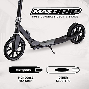 Mongoose Trace 200 Kick Scooter for Youth Adult Boys and Girls, Lightweight, Quick-Release & Easy Folding Scooter, With 202mm Wheels, Kickstand, Black/Red