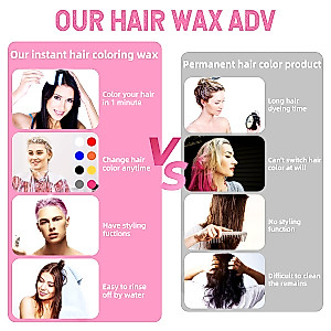 SOVONCARE Pink Hair Styling Wax, Temporary Hair Color Cream for DIY Hairstyle, Cosplay, Halloween, Date - 4.23 oz