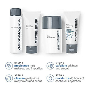 Dermalogica Discover Healthy Skin Kit - Includes: Precleanse, Face Wash, Face Exfoliator, & Moisturizer - Wash Away Impurities To Reveal Glowing Skin