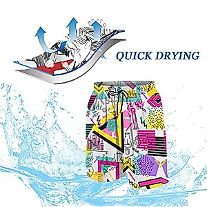 Pant Bathing Suit Mens 80s 90s Swim Shorts Retro Fun Novelty Party Shorts Mesh Lined Quick Dry Mens Swim Trunks No Liner White