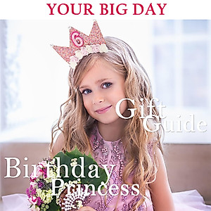 SuPoo Birthday Decorations for Girls - 6th Birthday Headband Crown, Glitter Hair Band, Flower Princess Tiara Hair Accessory for Party